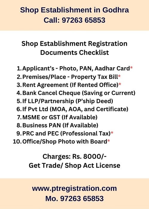 Shop Establishment Registration in Godhra